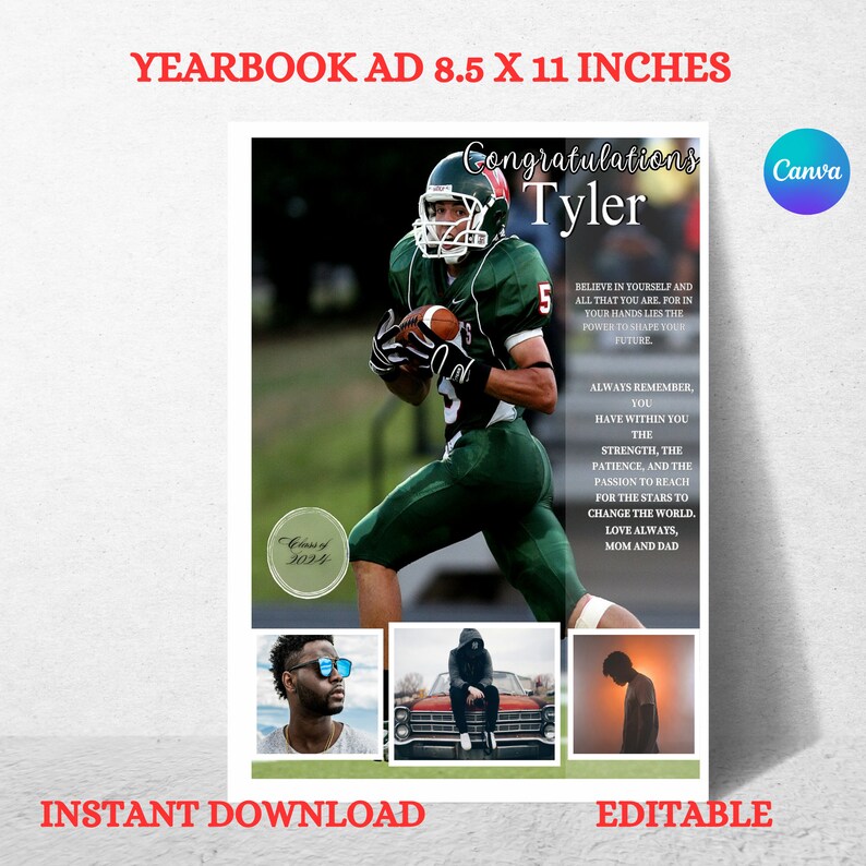 Senior Yearbook Ad Template: Minimalist Full Page (canva Edit) - Etsy