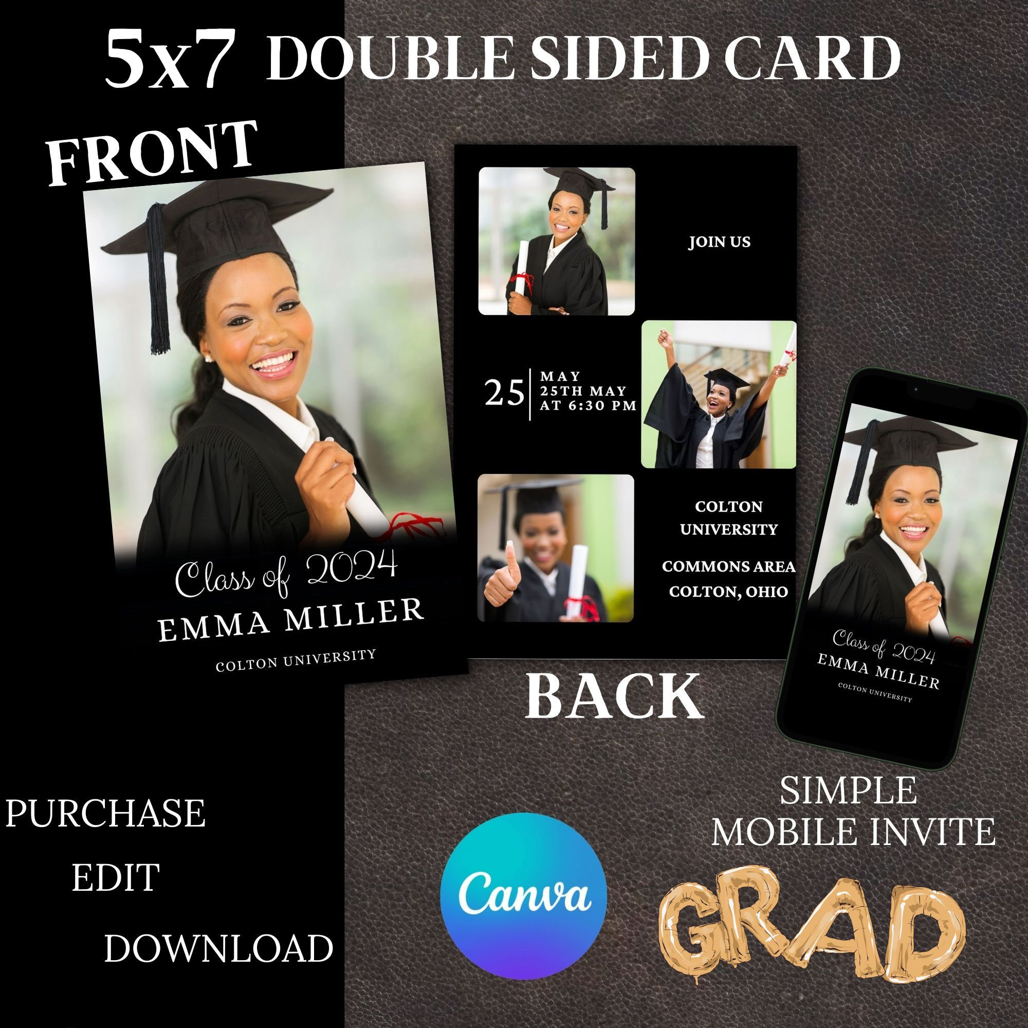 Collage Commencement Ceremony Invitation Template. Good for High School ...