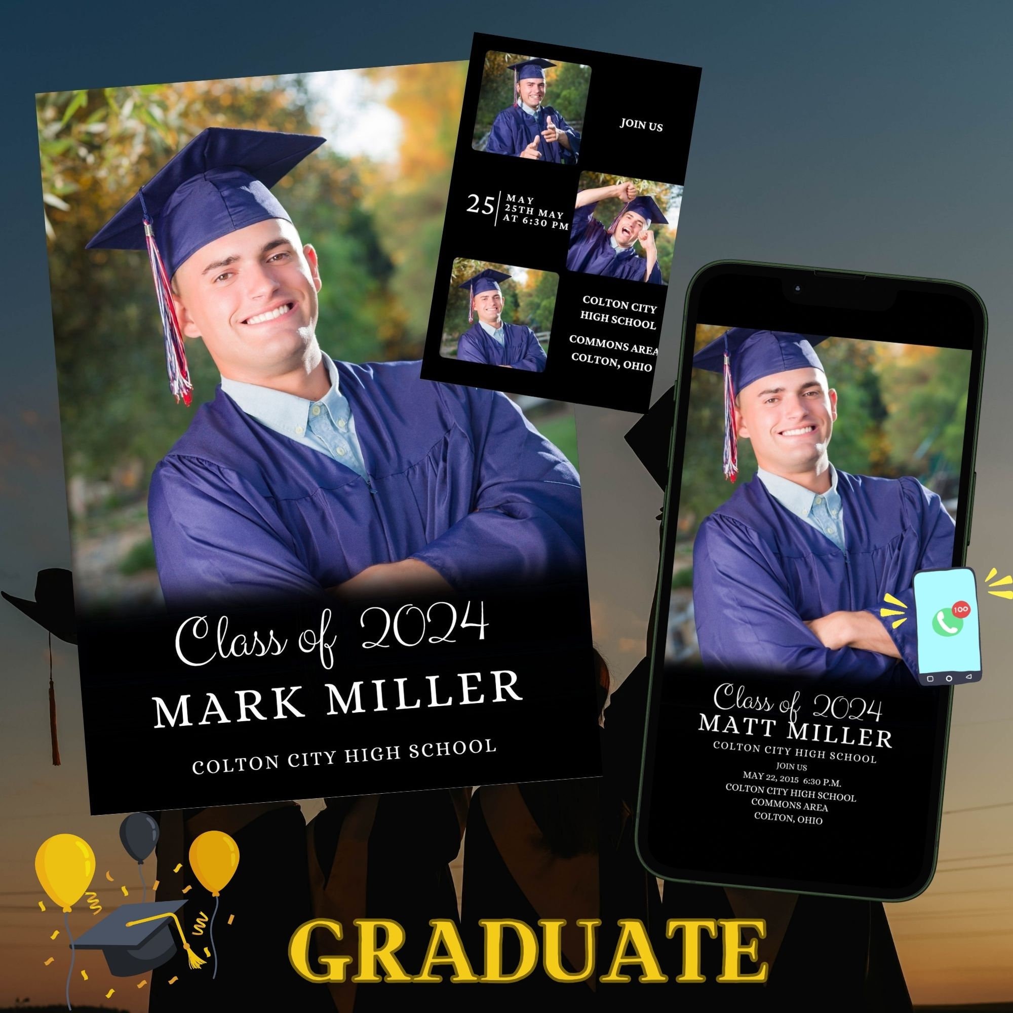 Collage Commencement Ceremony Invitation Template. Good for High School ...