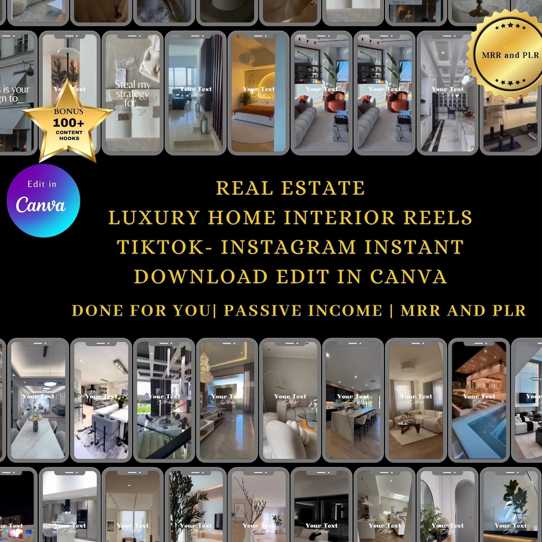 Luxury Home Real Estate Reels: Faceless Marketing Templates (MRR PLR ...