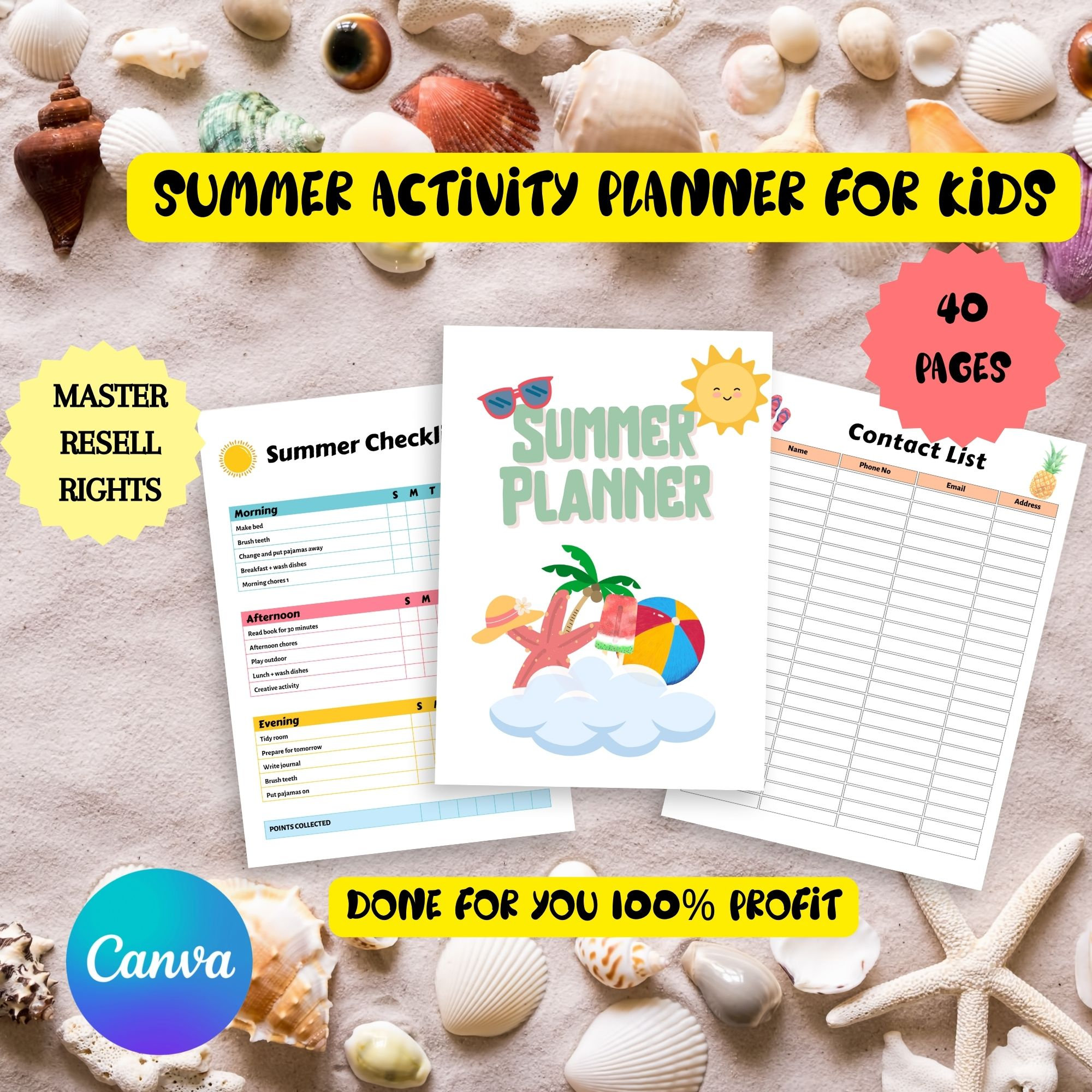 Summer Planner for Kids Children's Personalized Planner, Fun Organizer ...