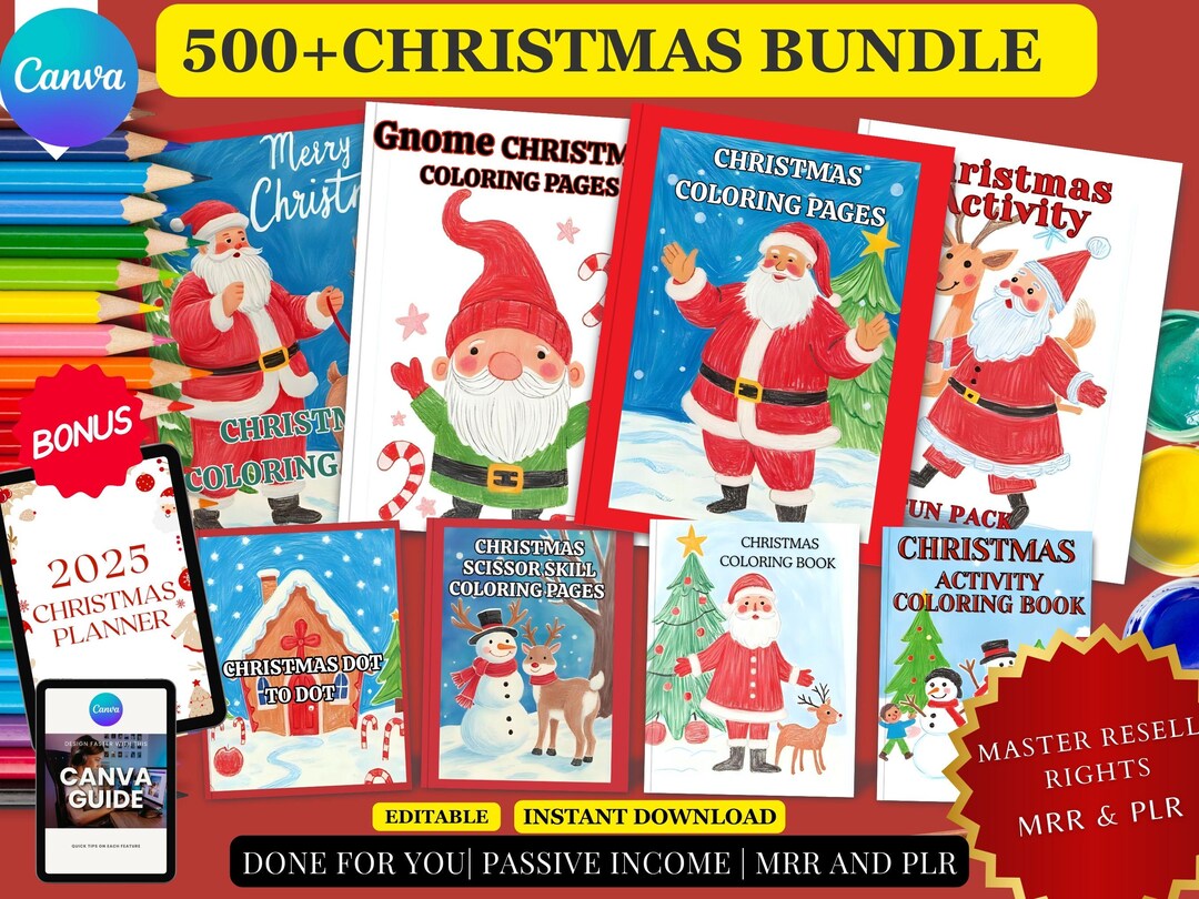 Kids Christmas Activity Bundle: 500+ Printable Worksheets, Coloring ...