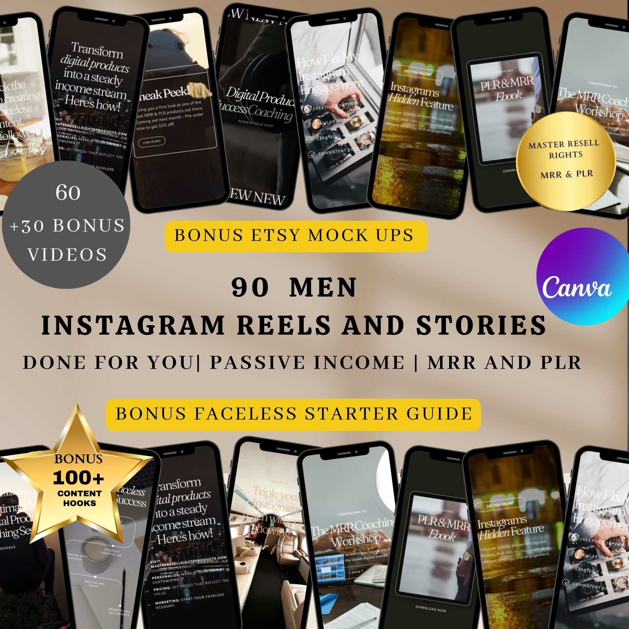 60-aesthetic Faceless Video Bundle for Men,reels & Tiktoks, Resell ...