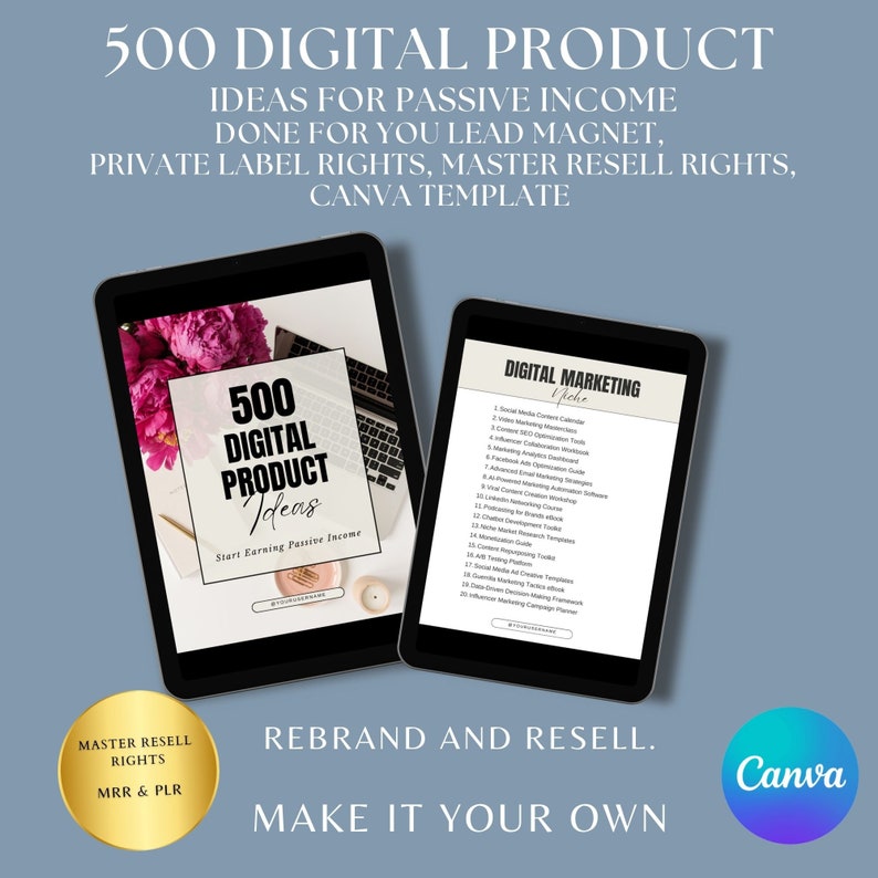 500 Passive Income Digital Product Ideas: MRR PLR Canva Templates - Etsy