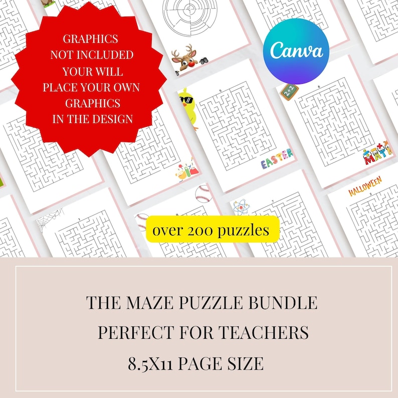 200 Maze Puzzle Printable Book Medium Maze Puzzles for Adults Maze ...
