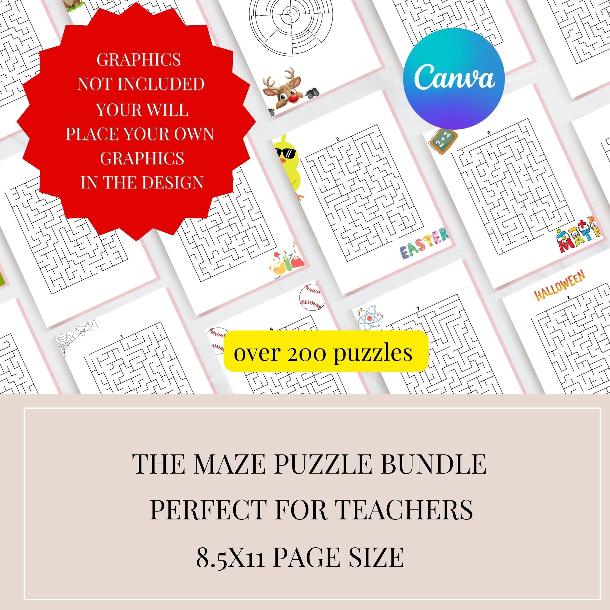 200 Maze Puzzle Printable Book Medium Maze Puzzles for Adults Maze ...