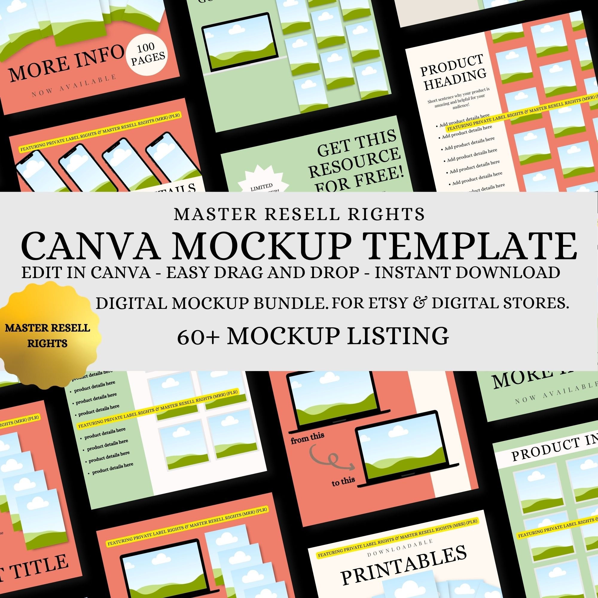 Master Resell Listing Mockups, Done for You Canva Template With PLR ...