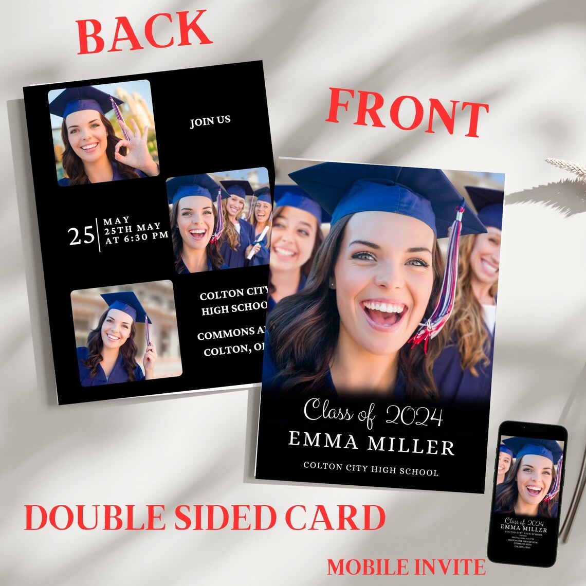Graduation Announcement Invitation, Printable High School Graduation ...