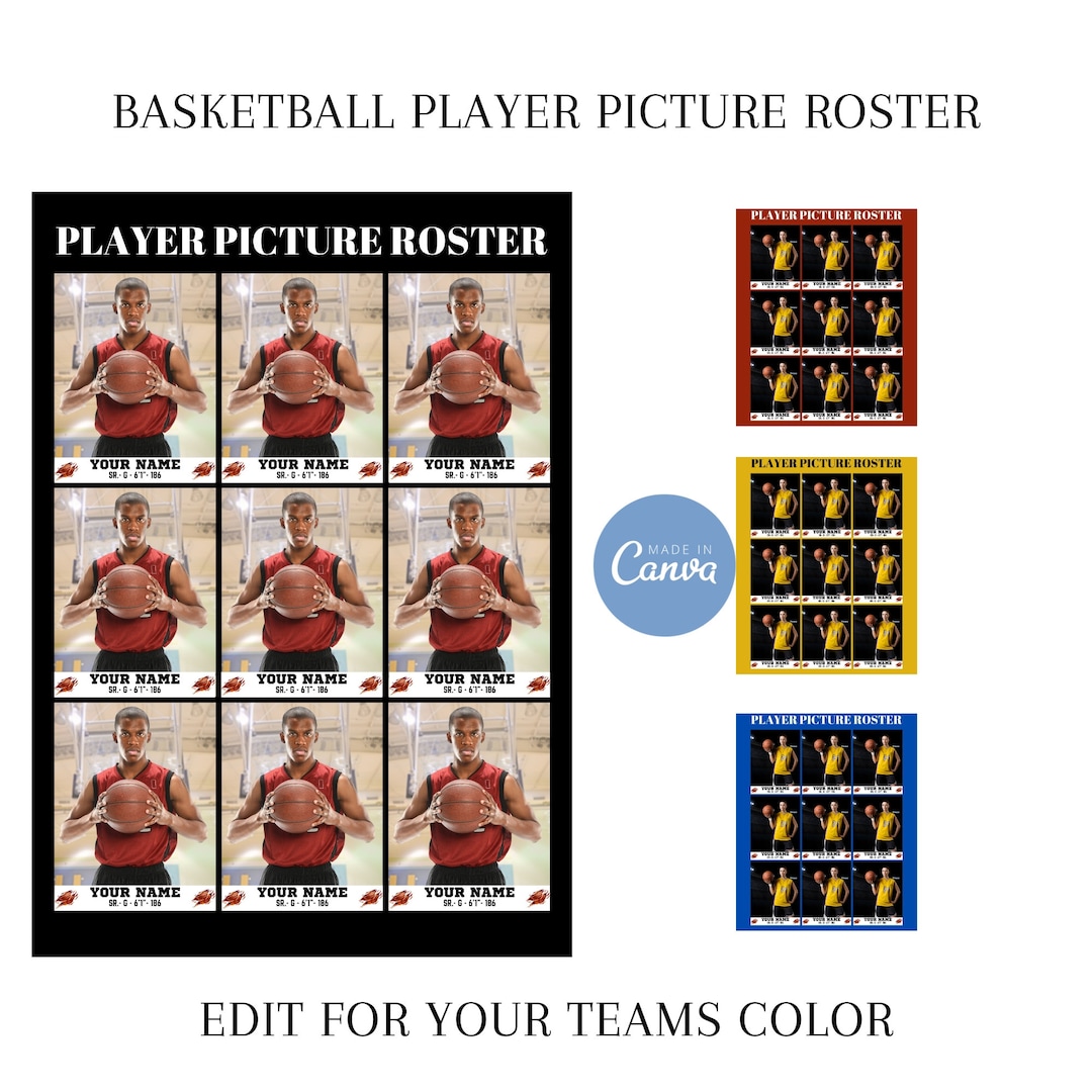 Basketball Picture Roster Canva Template - Etsy