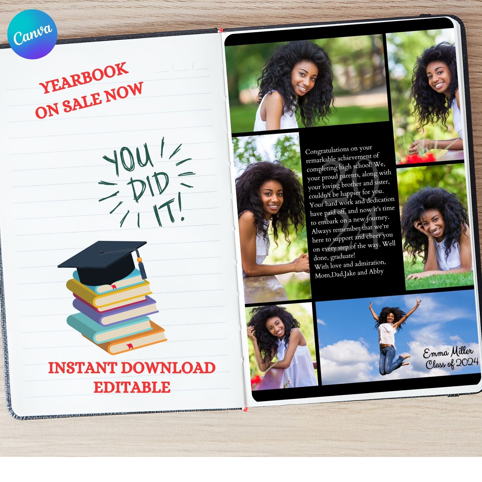 Senior Yearbook Ad Template: Photo Collage, Full Page (edit With CANVA ...