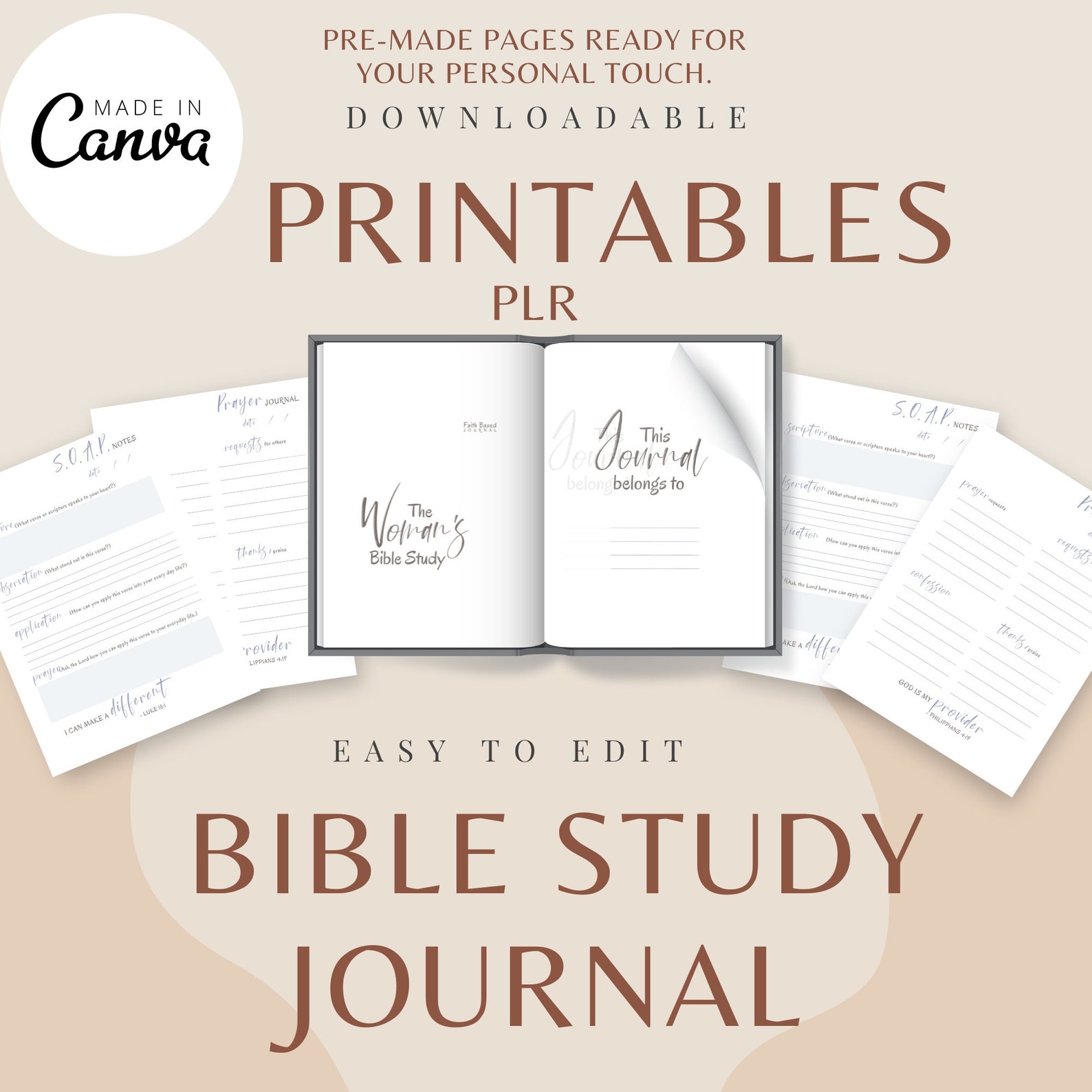 Prayer Journal Printable: Women's Bible Study With S.O.A.P. Sheet (PLR) - Etsy