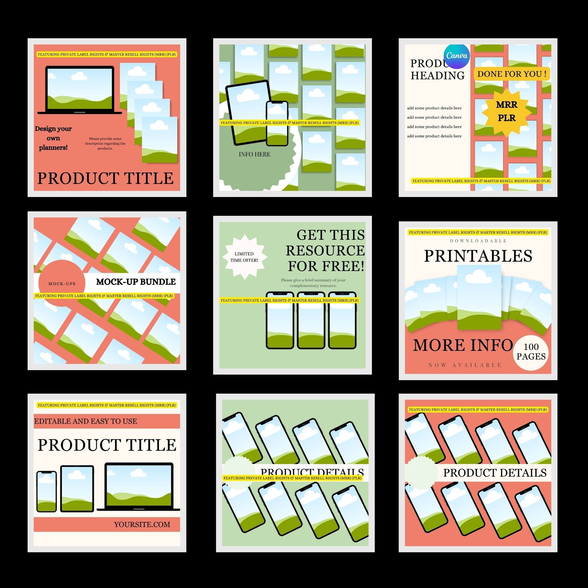 Master Resell Listing Mockups, Done for You Canva Template With PLR ...