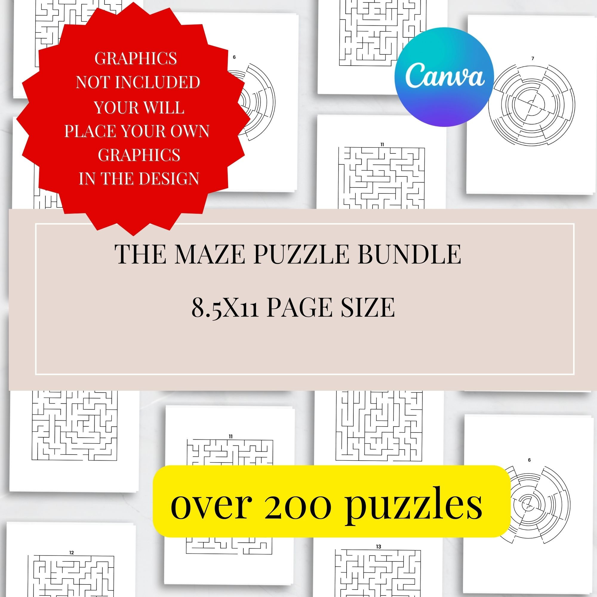 200 Maze Puzzle Printable Book Medium Maze Puzzles for Adults Maze ...