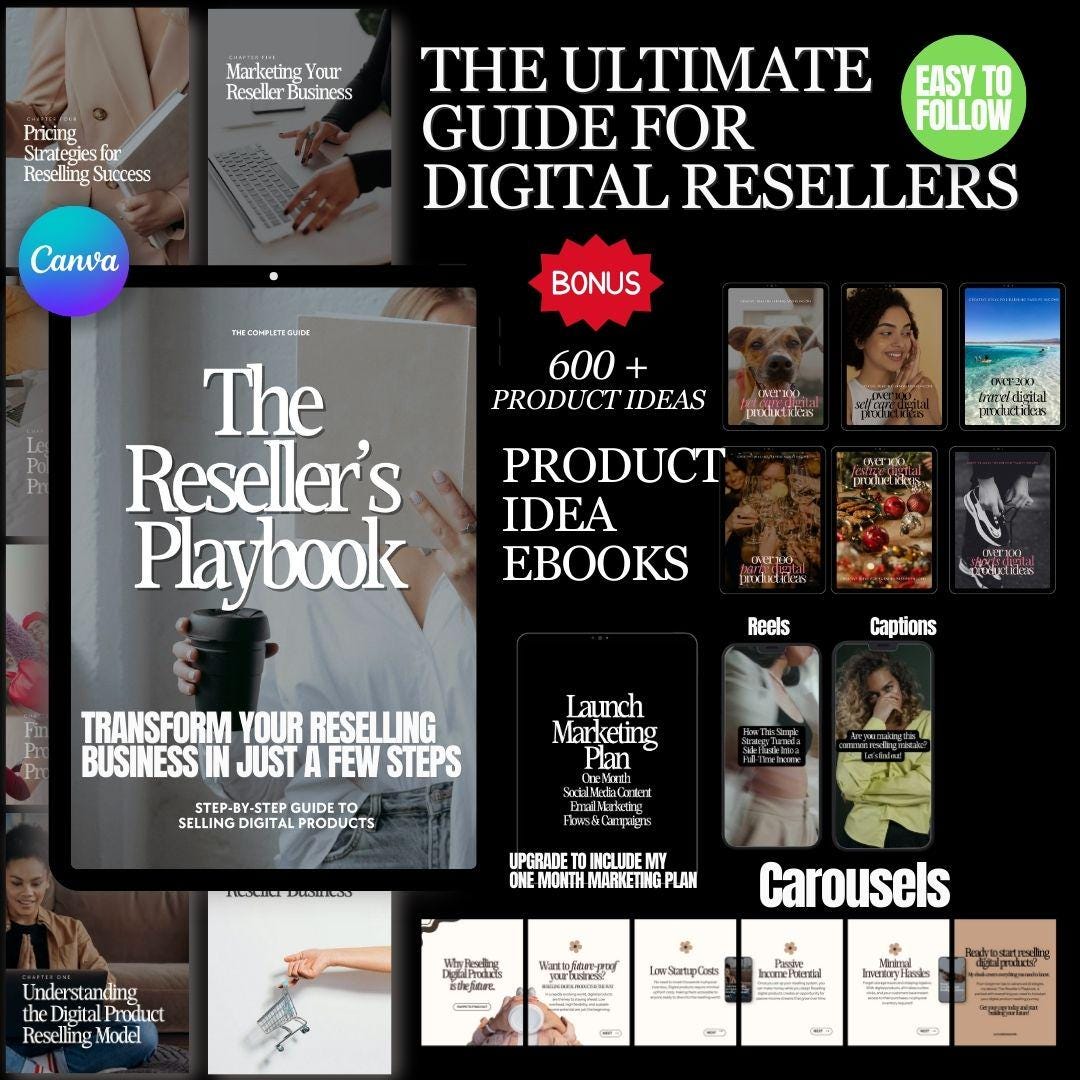 Digital Reseller Playbook: Canva Templates, Marketing Plan (MRR PLR) - Etsy