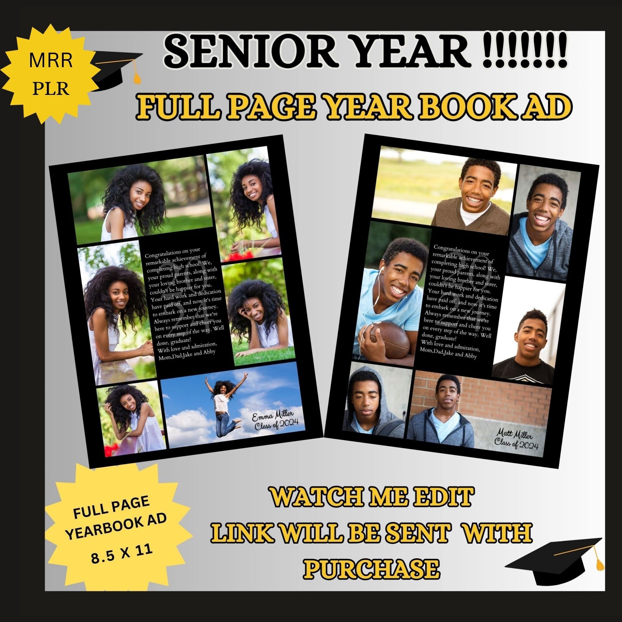 Yearbook Ad Bundle With Master Resell Rights, Over 10 Canva Templates ...
