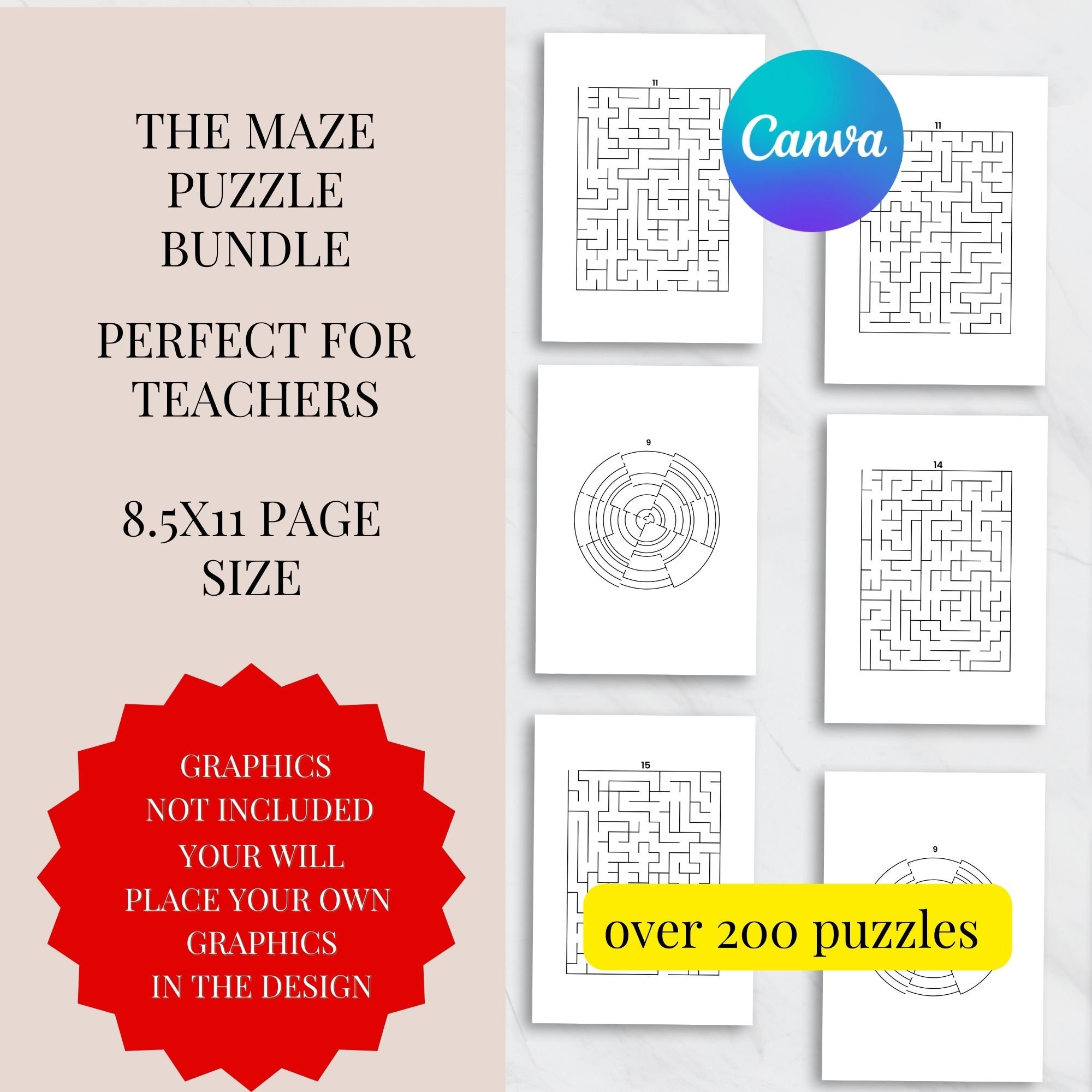 200 Maze Puzzle Printable Book Medium Maze Puzzles for Adults Maze ...