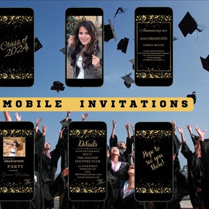 Animated Graduation Invitation, Video Gold Party Announcement Invite ...