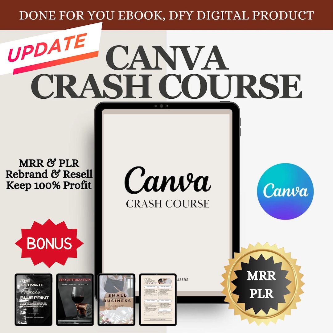 Canva Crash Course Ebook: MRR + PLR, DFY Digital Product - Etsy