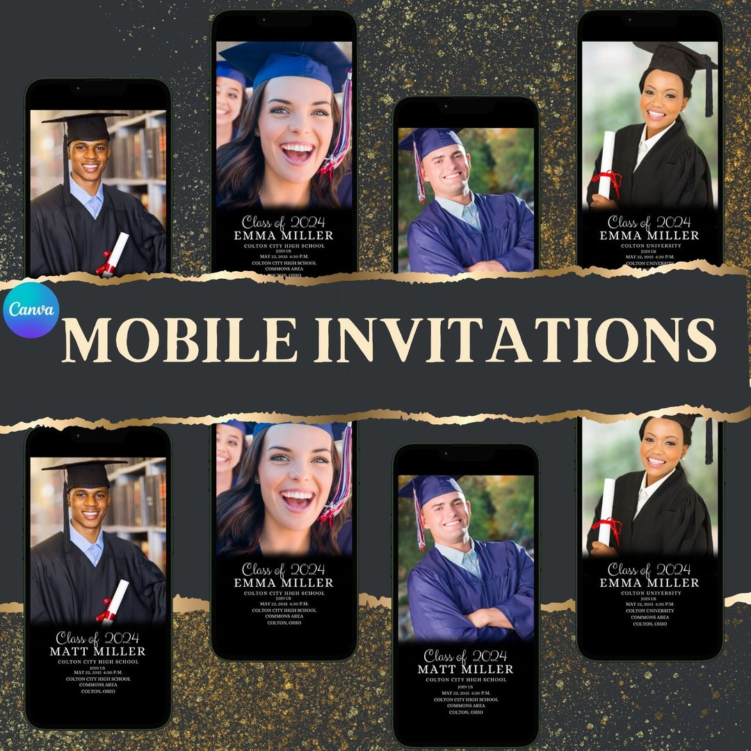 Modern Graduation Mobile Invitation Template: Class of 2024 (editable ...