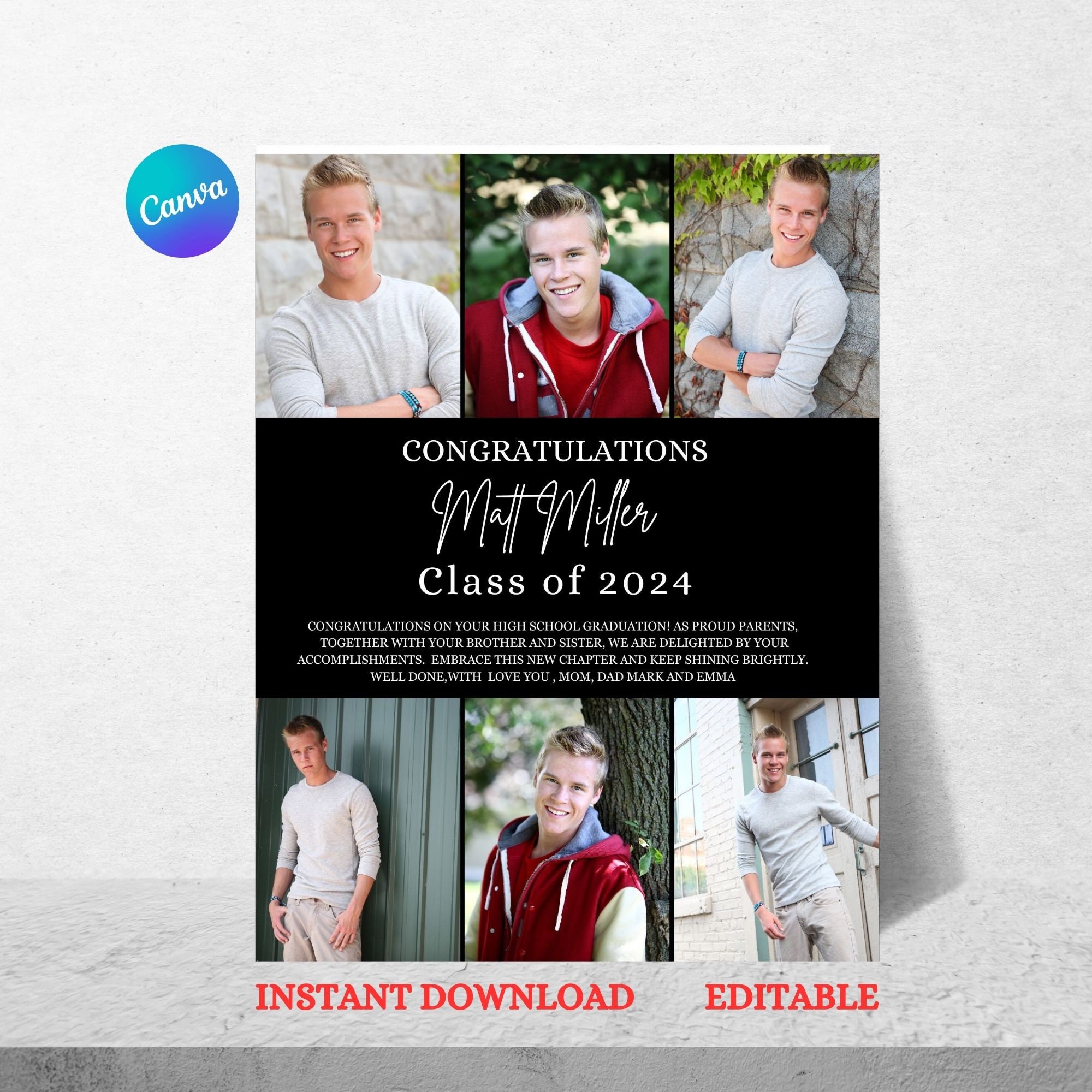 YEARBOOK AD Template, Graduation Ad ,edit With CANVA, Full Page ...