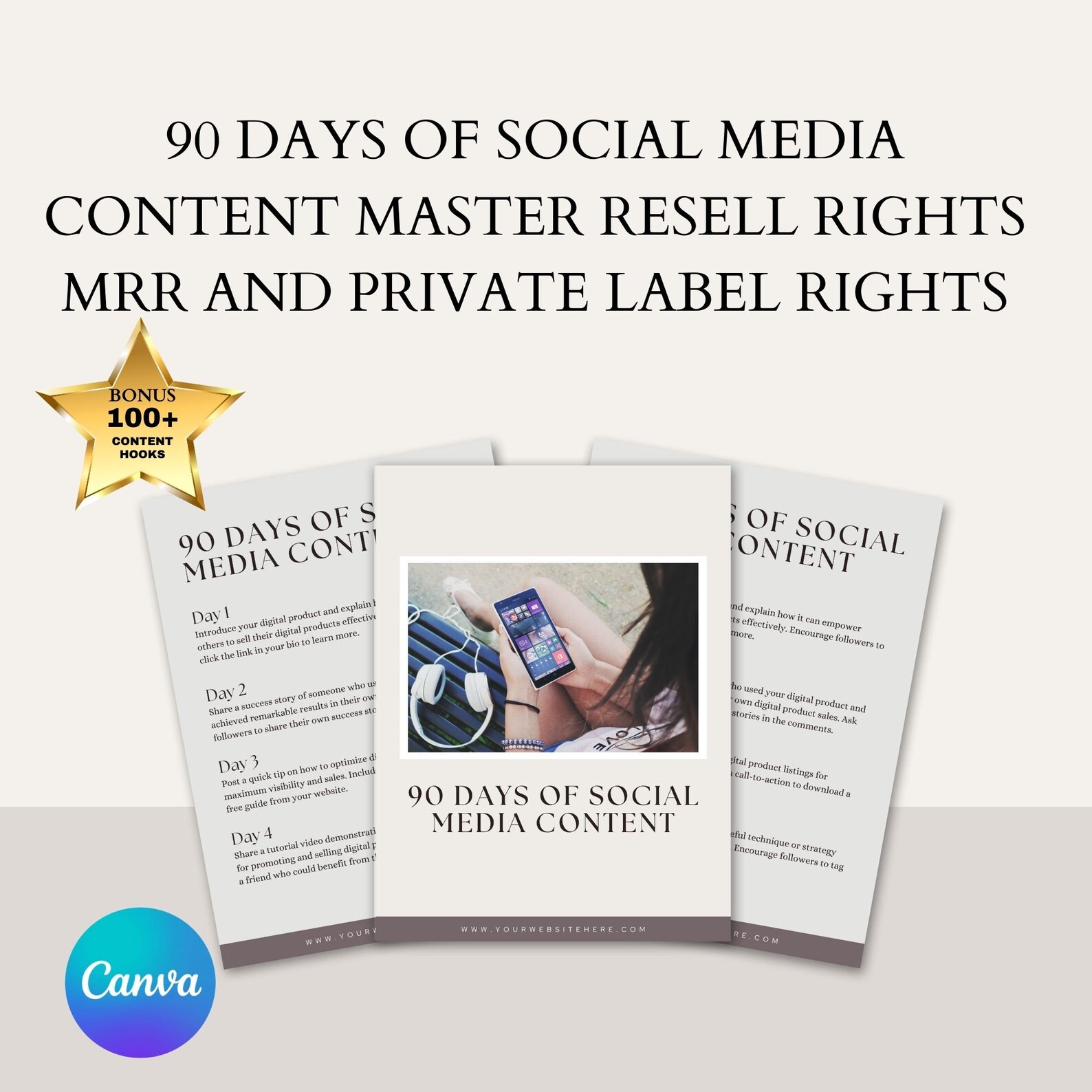 MRR 90 Days of Social Media Content , Done for You, Guide With Master ...