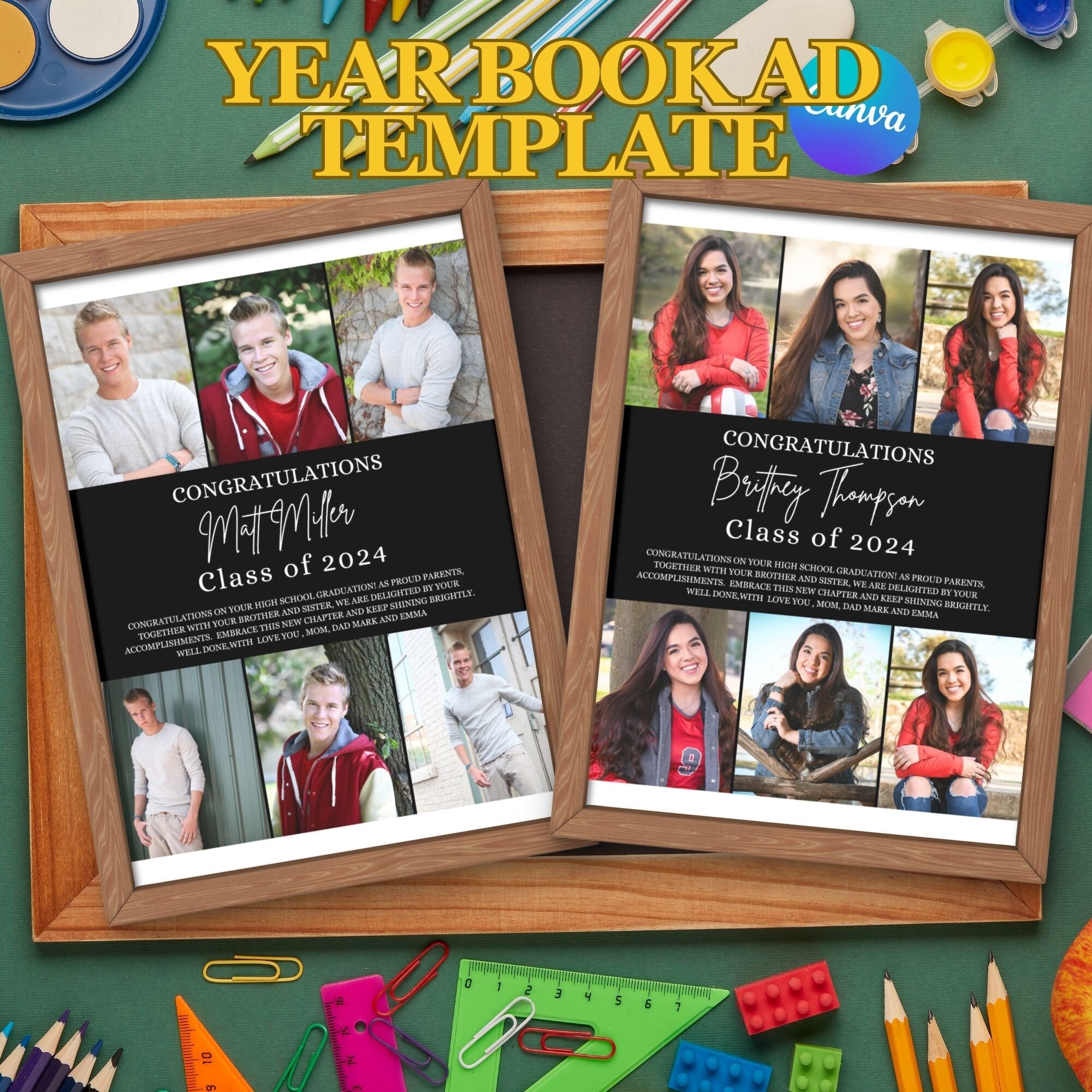 YEARBOOK AD Template, Graduation Ad ,edit With CANVA, Full Page ...