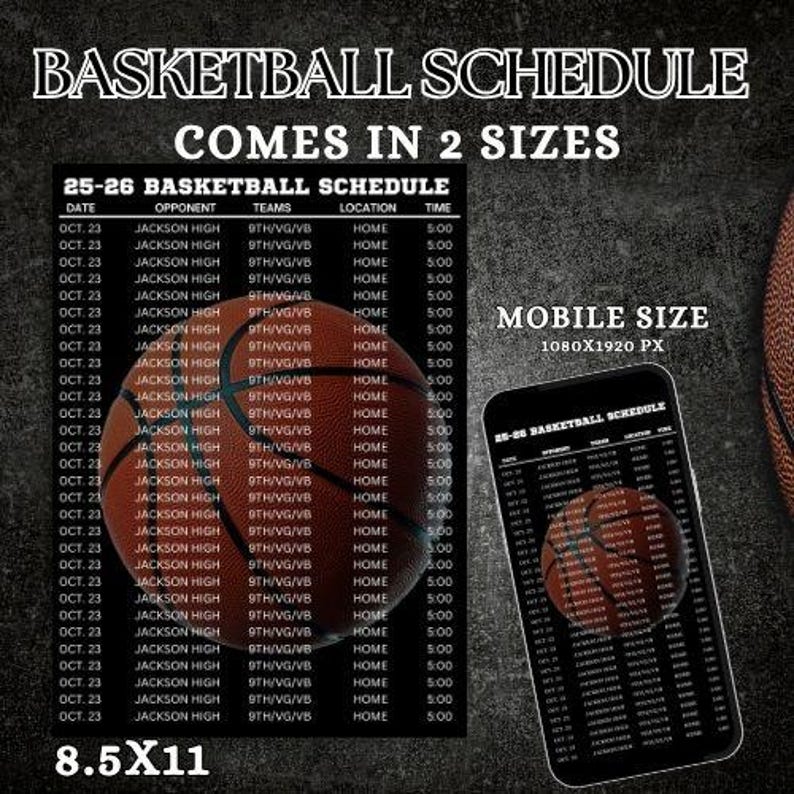 Editable Basketball Schedule Template: Canva DIY Printable (digital ...