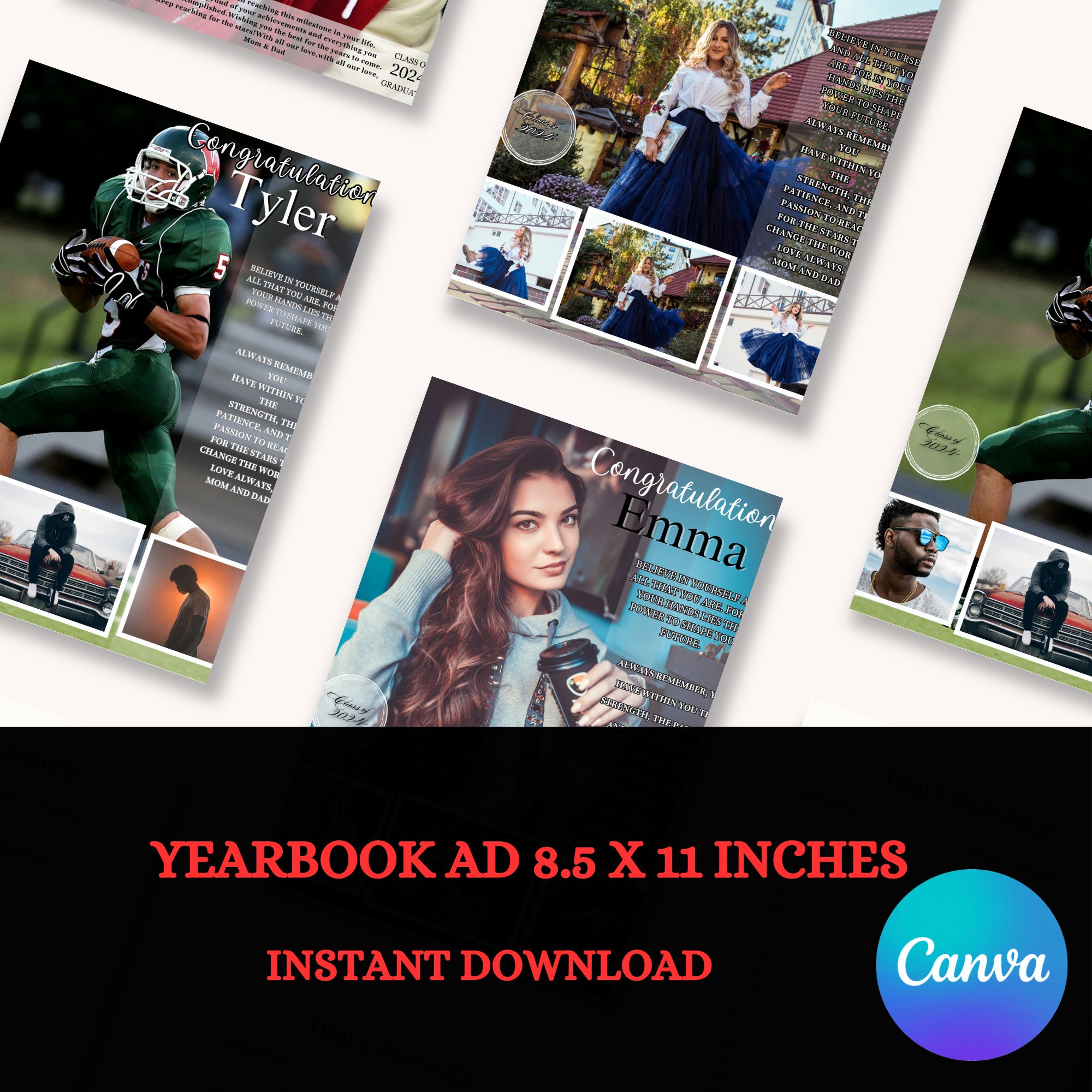 Senior Yearbook Ad Template: Minimalist Full Page (canva Edit) - Etsy
