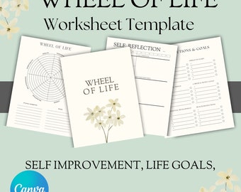 Wheel of Life Worksheets Editable Canva Template Life Balance Wheel ...