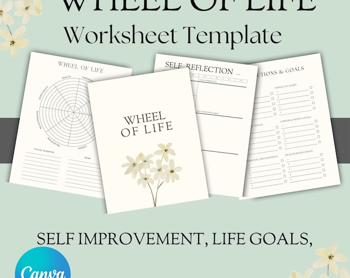 Wheel of Life Editable Canva Template, Life Balance Wheel, Life Circle ...