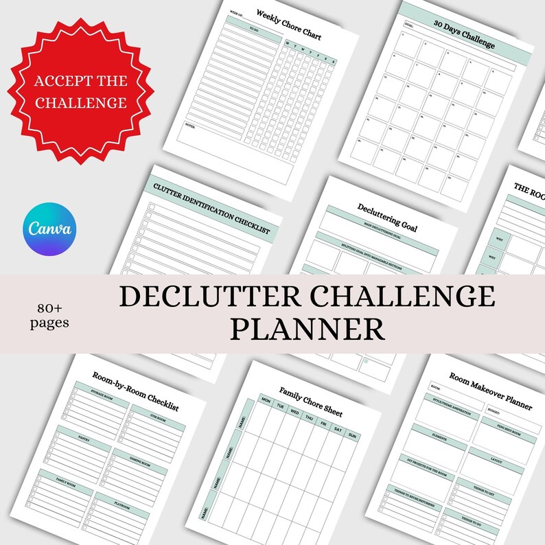 Declutter Planner, Declutter Checklist, Cleaning Schedule, Cleaning Checklist, Declutter ...