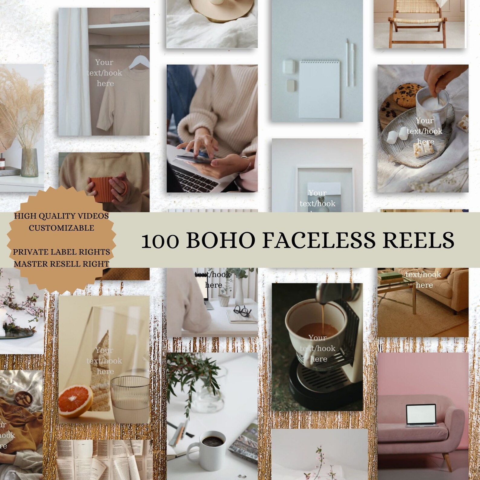 100 Faceless Boho Light Cream Aesthetic Instagram Tik Tok Reels Videos ...