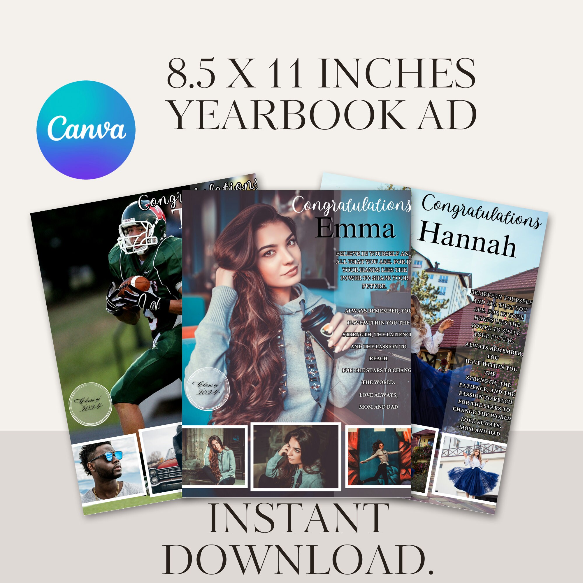 Senior Yearbook Ad Template: Minimalist Full Page (canva Edit) - Etsy