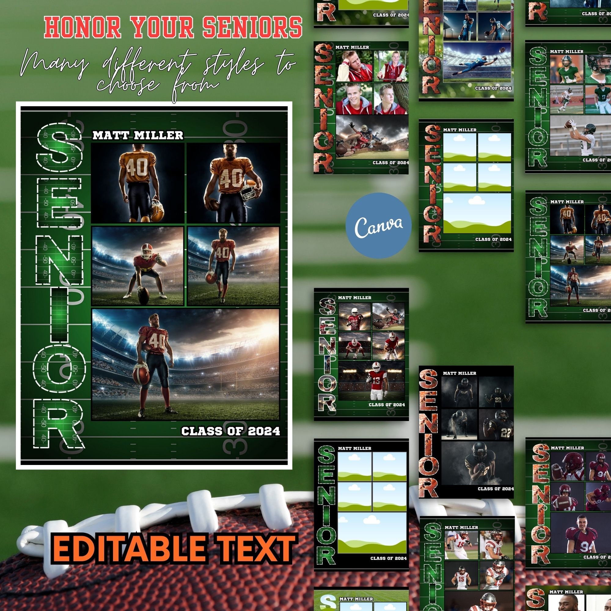 Football Poster Template Banner Senior Homecoming Banner Football Sport ...