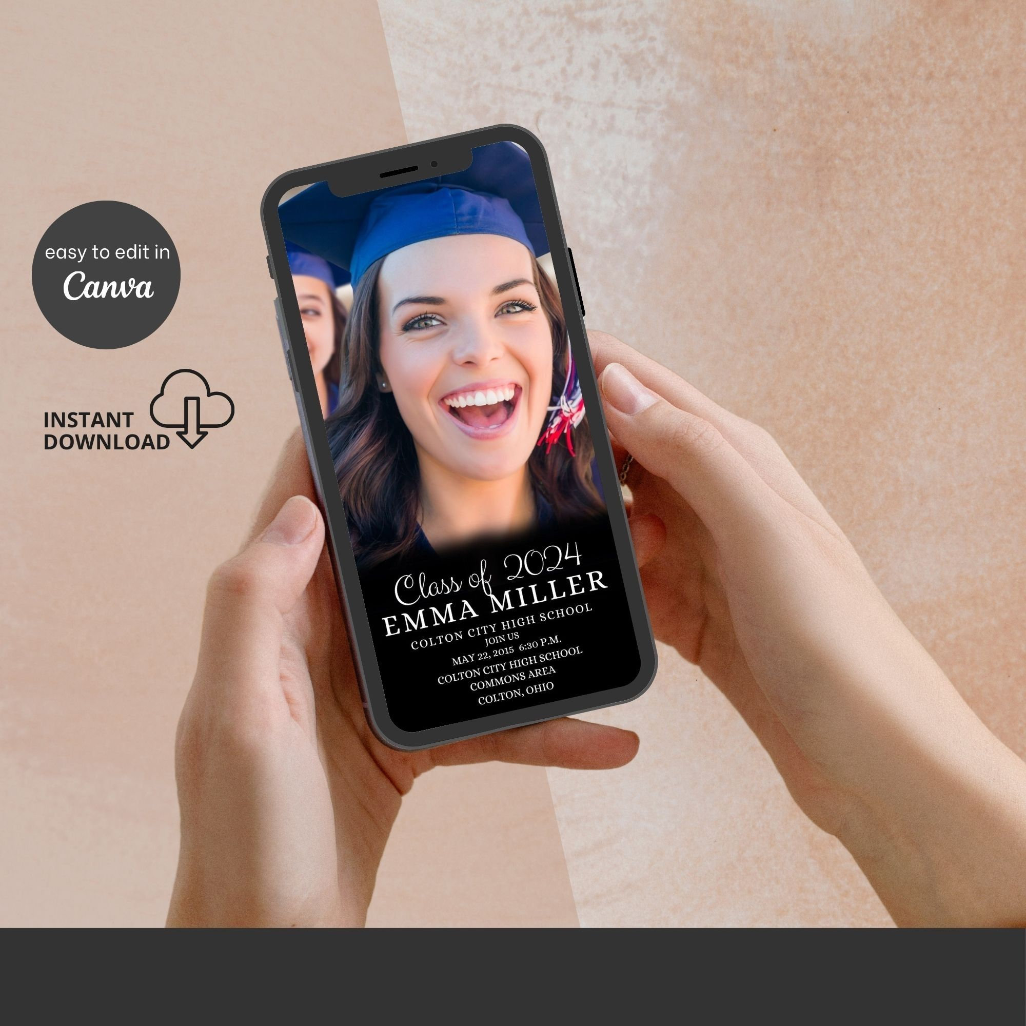 Graduation Mobile Invitation Template and Printable Editable Electronic ...