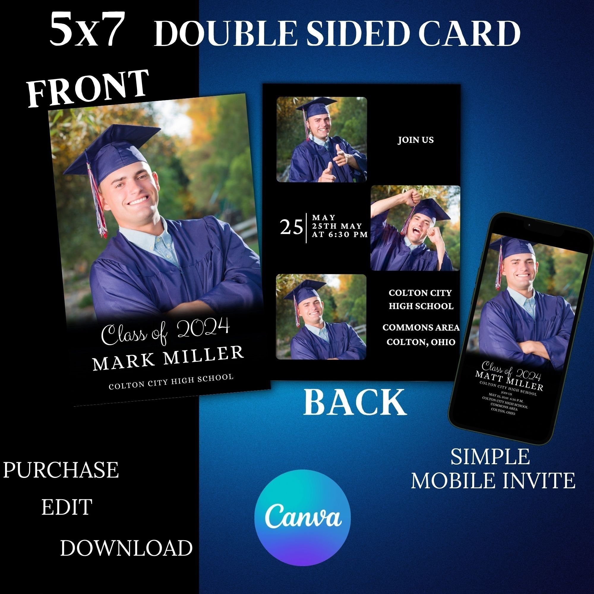 Graduation Mobile Invitation Template and Printable Editable Electronic ...