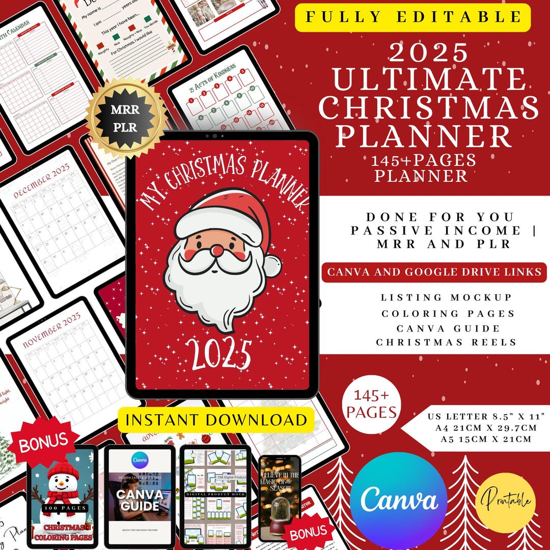 2025 Christmas Planner,dfy With PLR & Master Resell Rights,christmas ...