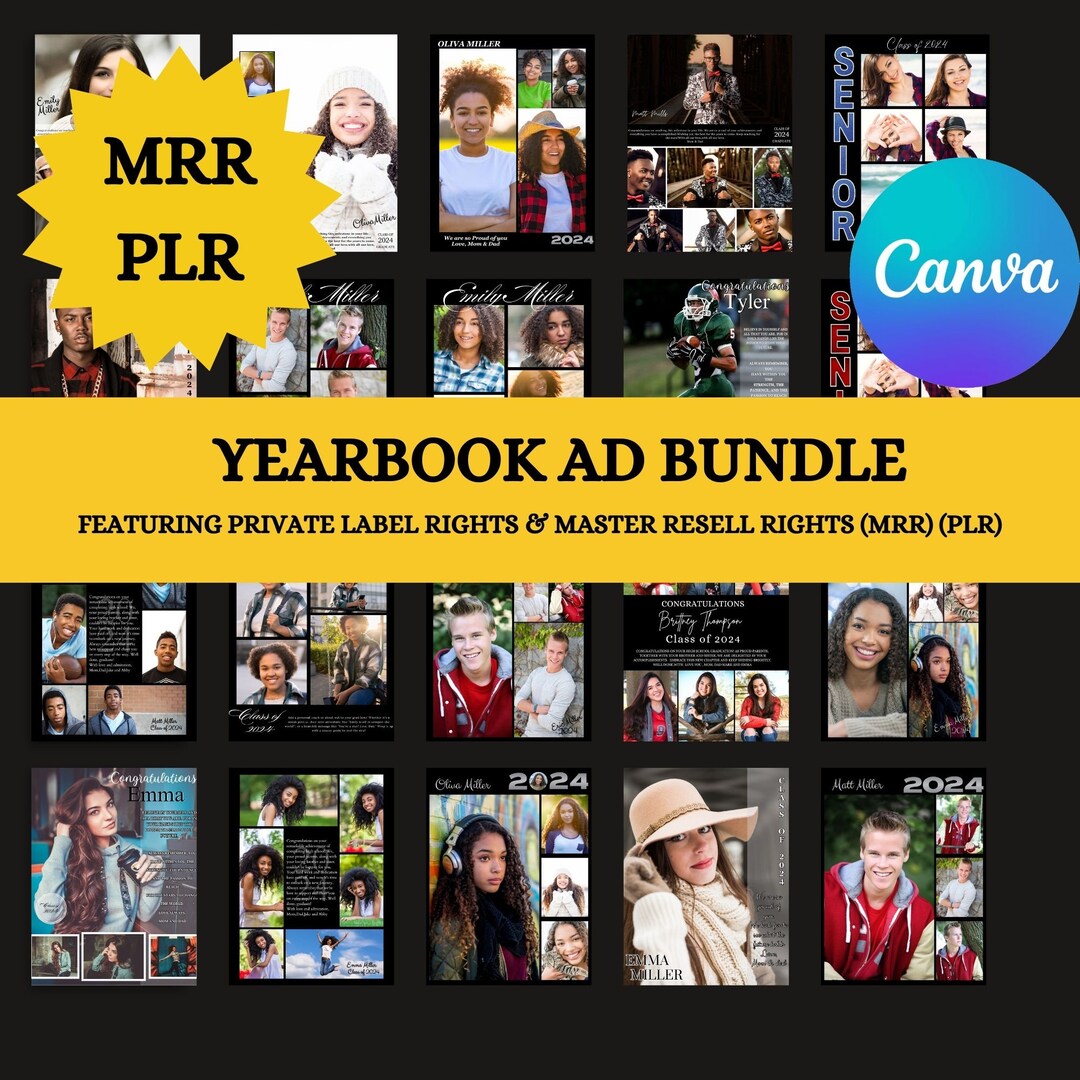 Yearbook Ad Bundle With Master Resell Rights, Over 10 Canva Templates ...