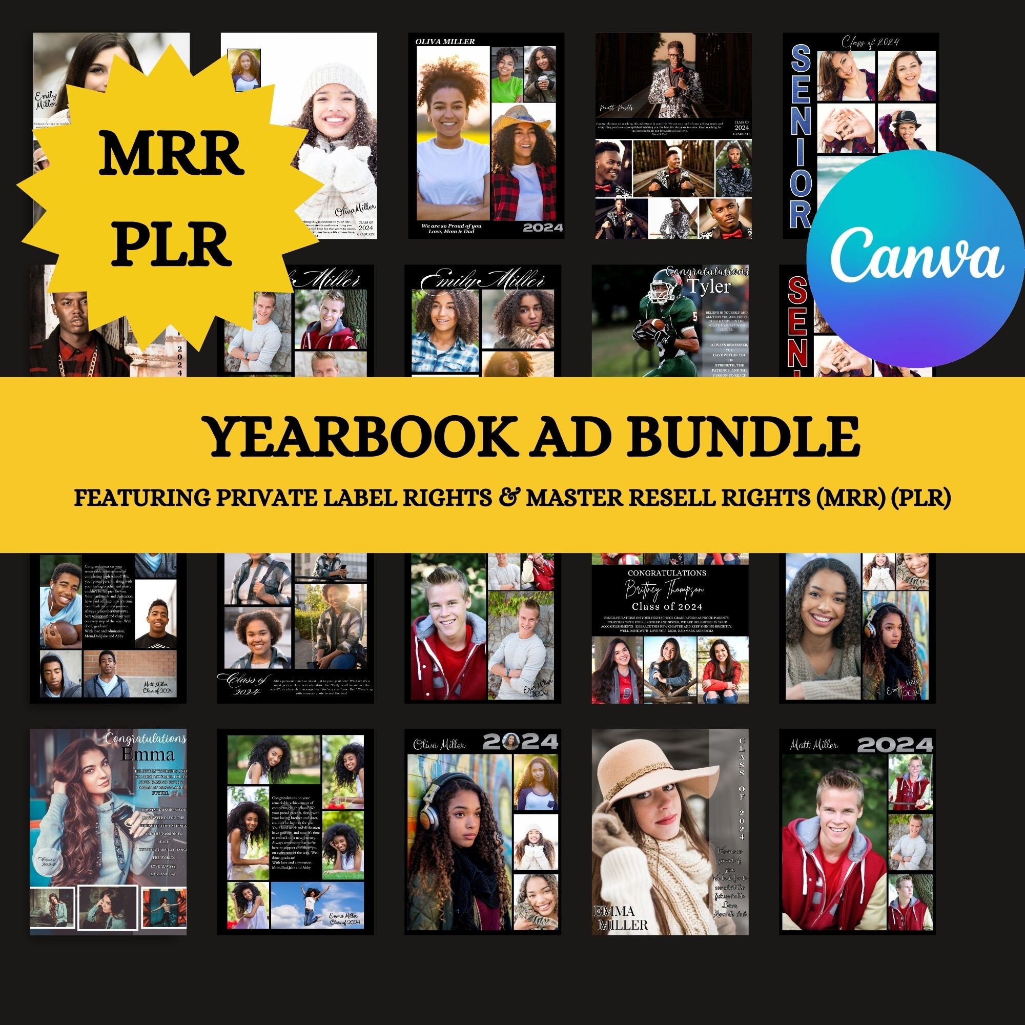 Yearbook Ad Bundle With Master Resell Rights, Over 10 Canva Templates ...