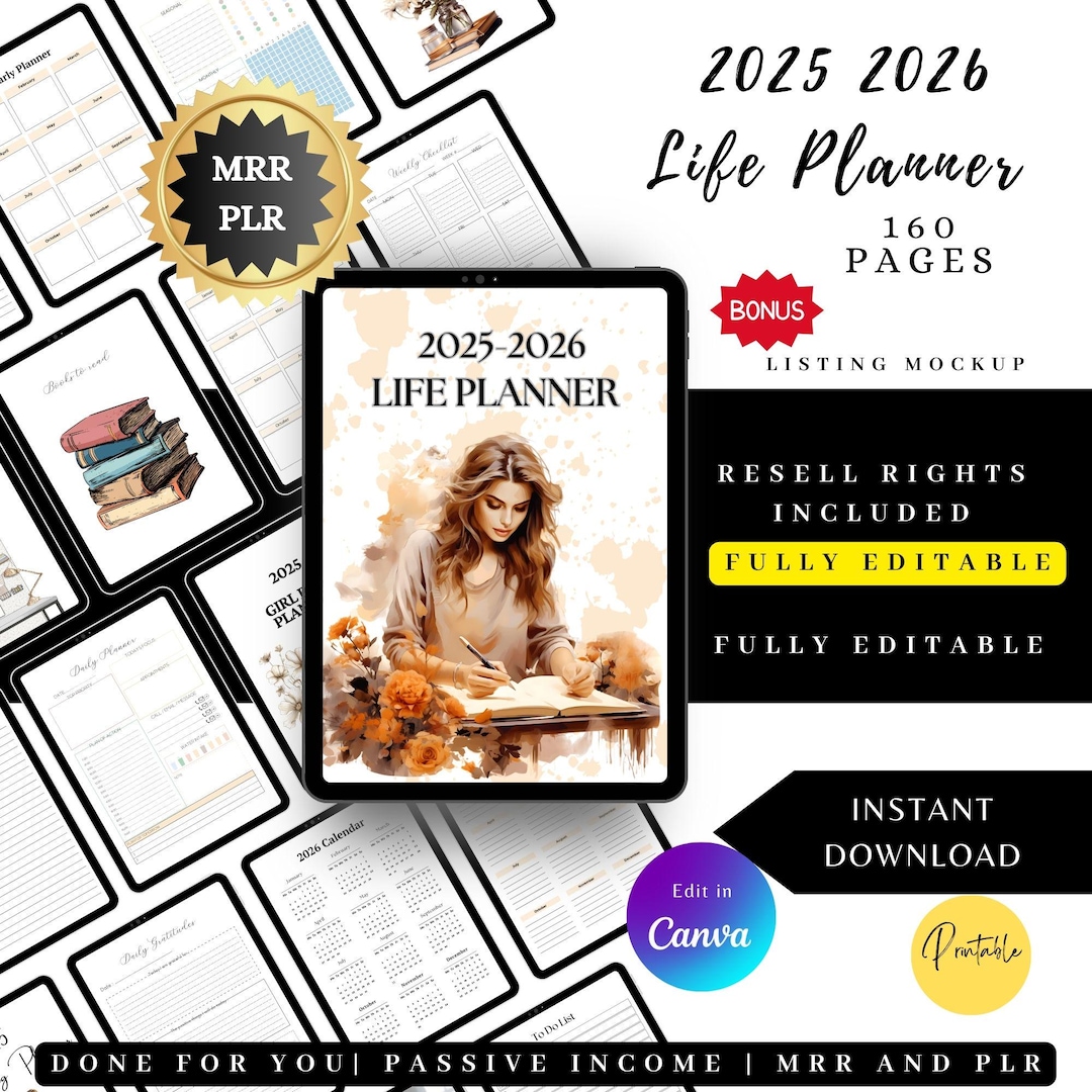 2025 Digital Life Planner: Budget, Goals, Mood Tracker (PLR/MRR) - Etsy