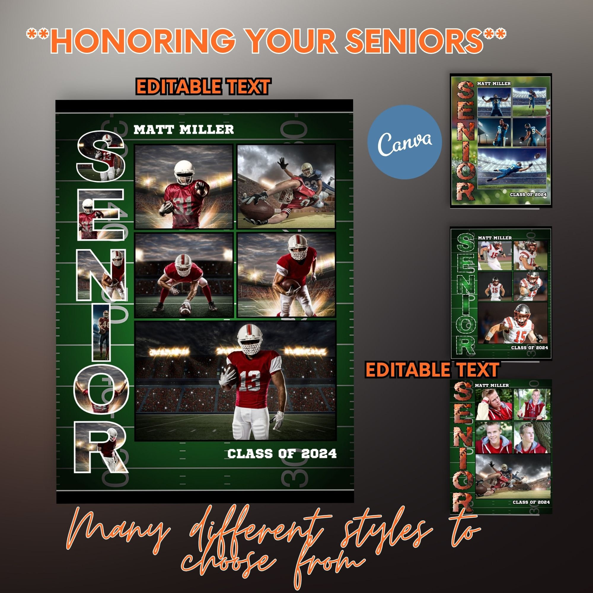 Football Poster Template Banner Senior Homecoming Banner Football Sport ...