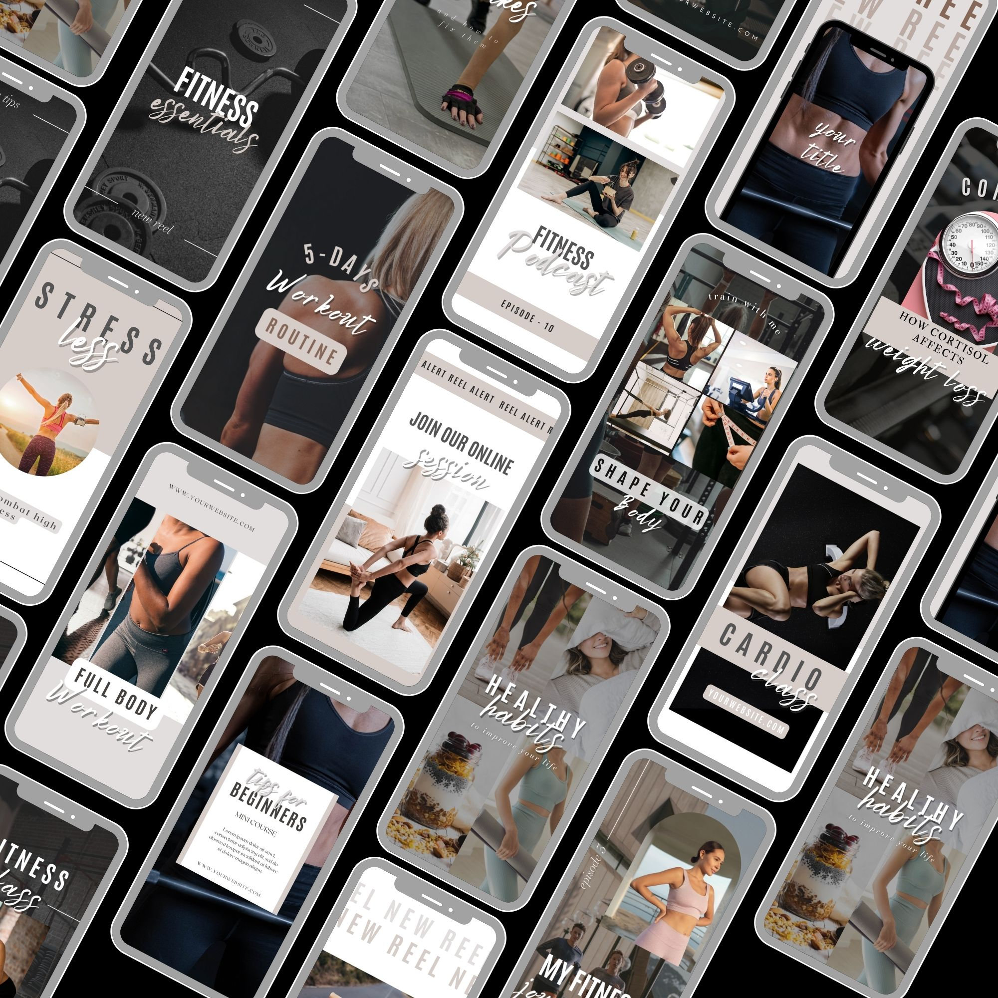 Instagram Story Templates, Canva Fitness Stories Template Pack Master ...