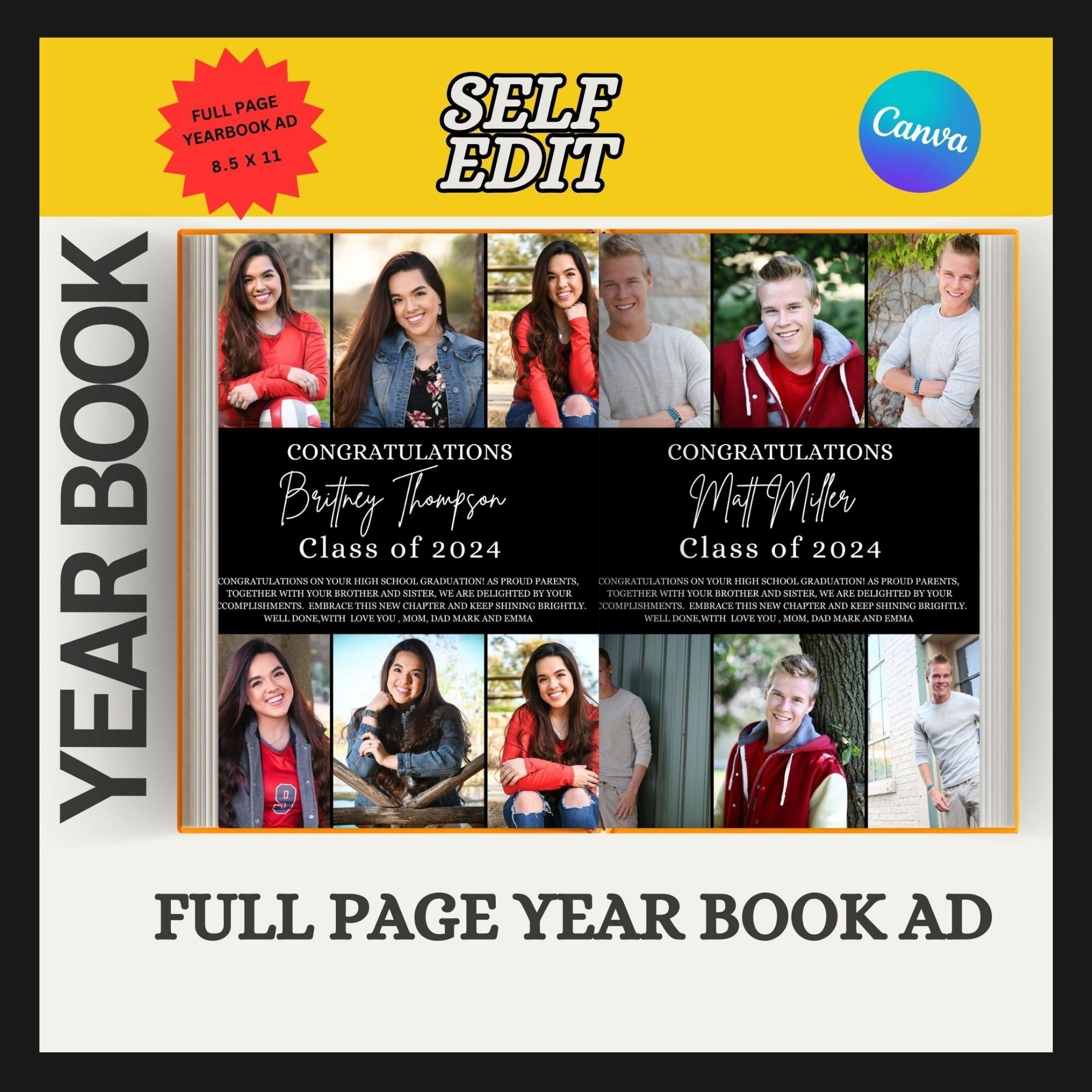 Yearbook Ad Bundle With Master Resell Rights, Over 10 Canva Templates ...