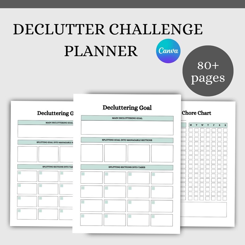 Declutter Planner, Declutter Checklist, Cleaning Schedule, Cleaning Checklist, Declutter ...