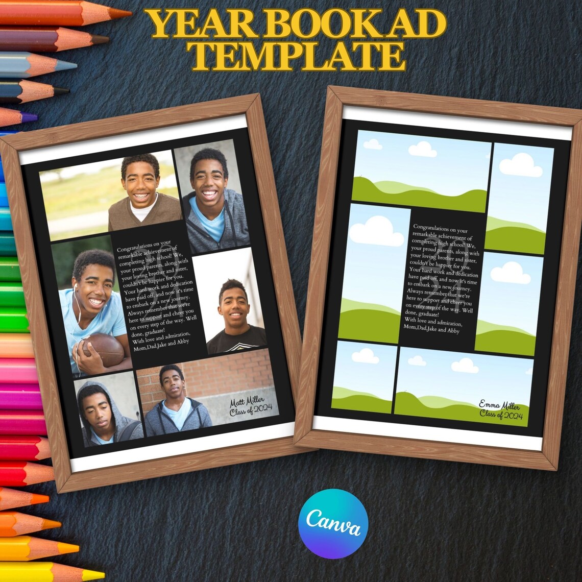 Graduation YEARBOOK AD Template, Senior Ad ,edit With CANVA, Full Page ...