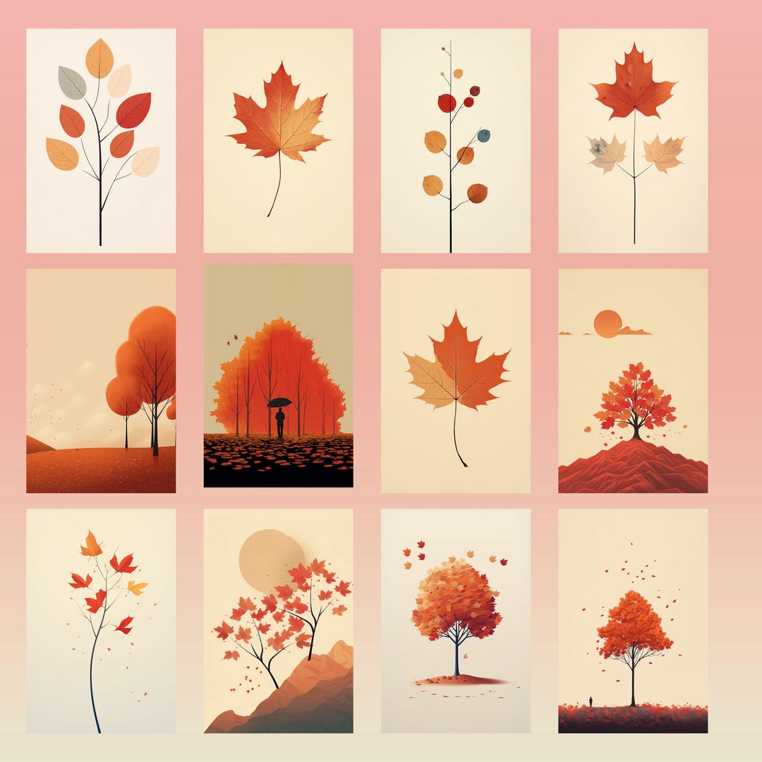Autumn Leaves Postcard Collection - Set of 12 - Digital Download - Etsy