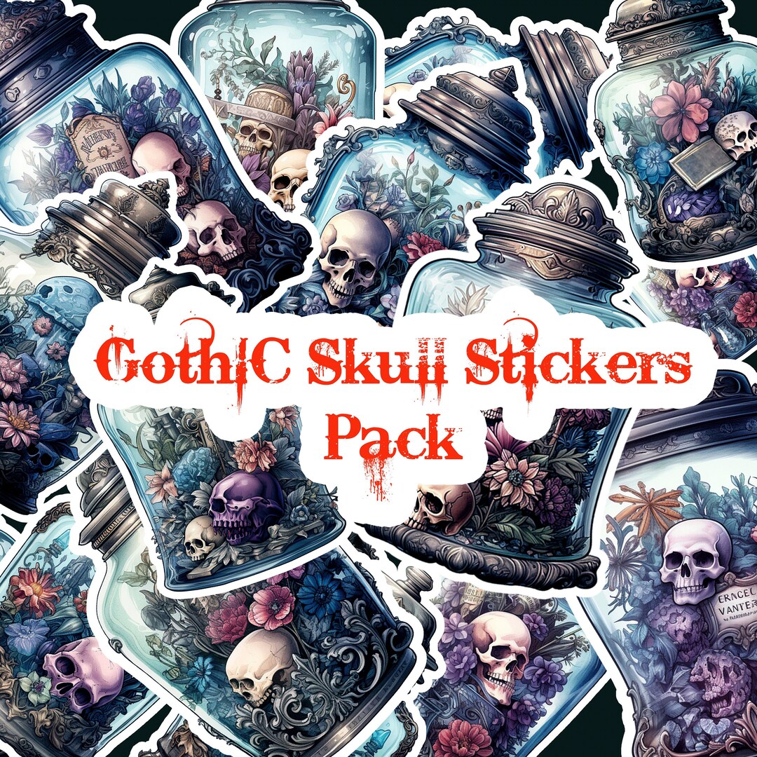 12-piece Gothic Sticker Pack - Instant Download PNG Files - Dark and ...
