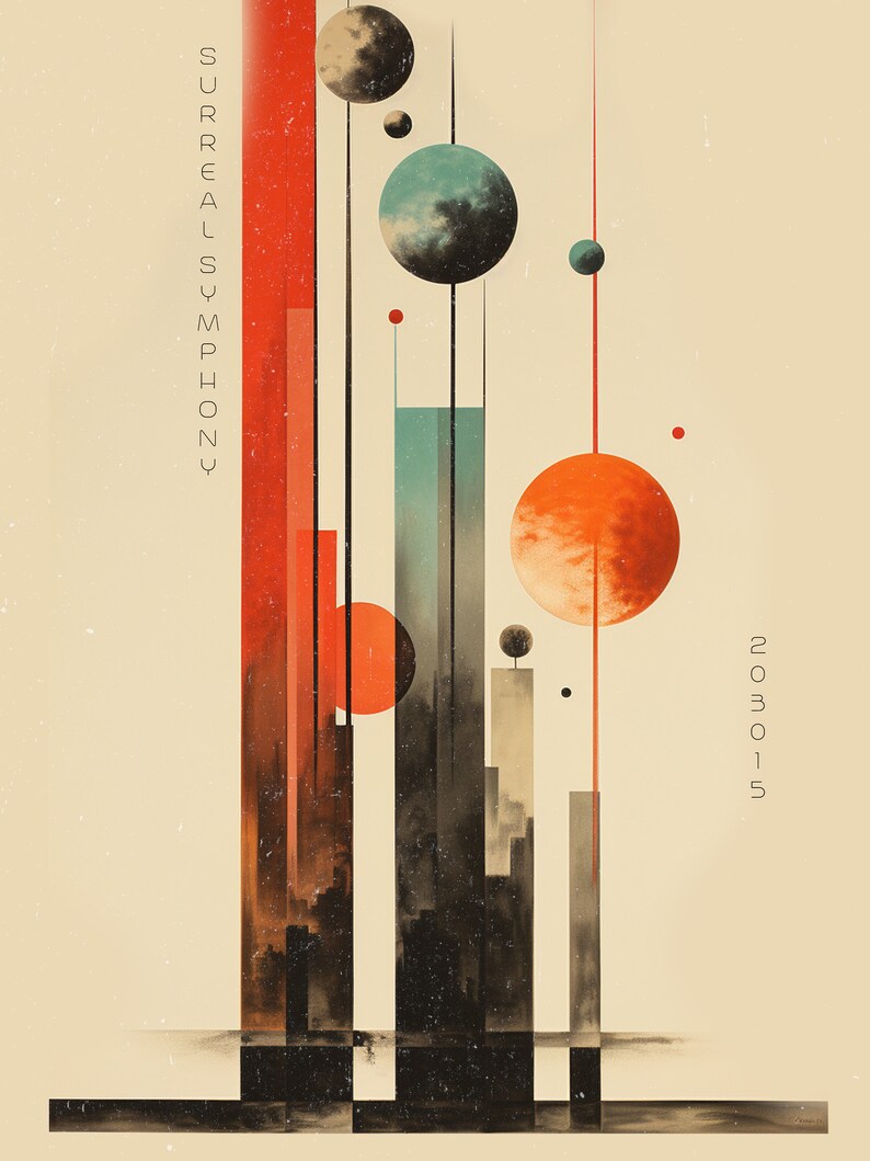 Minimalist Retro Art Print: Abstract Landscape, Modern Decor (digital ...