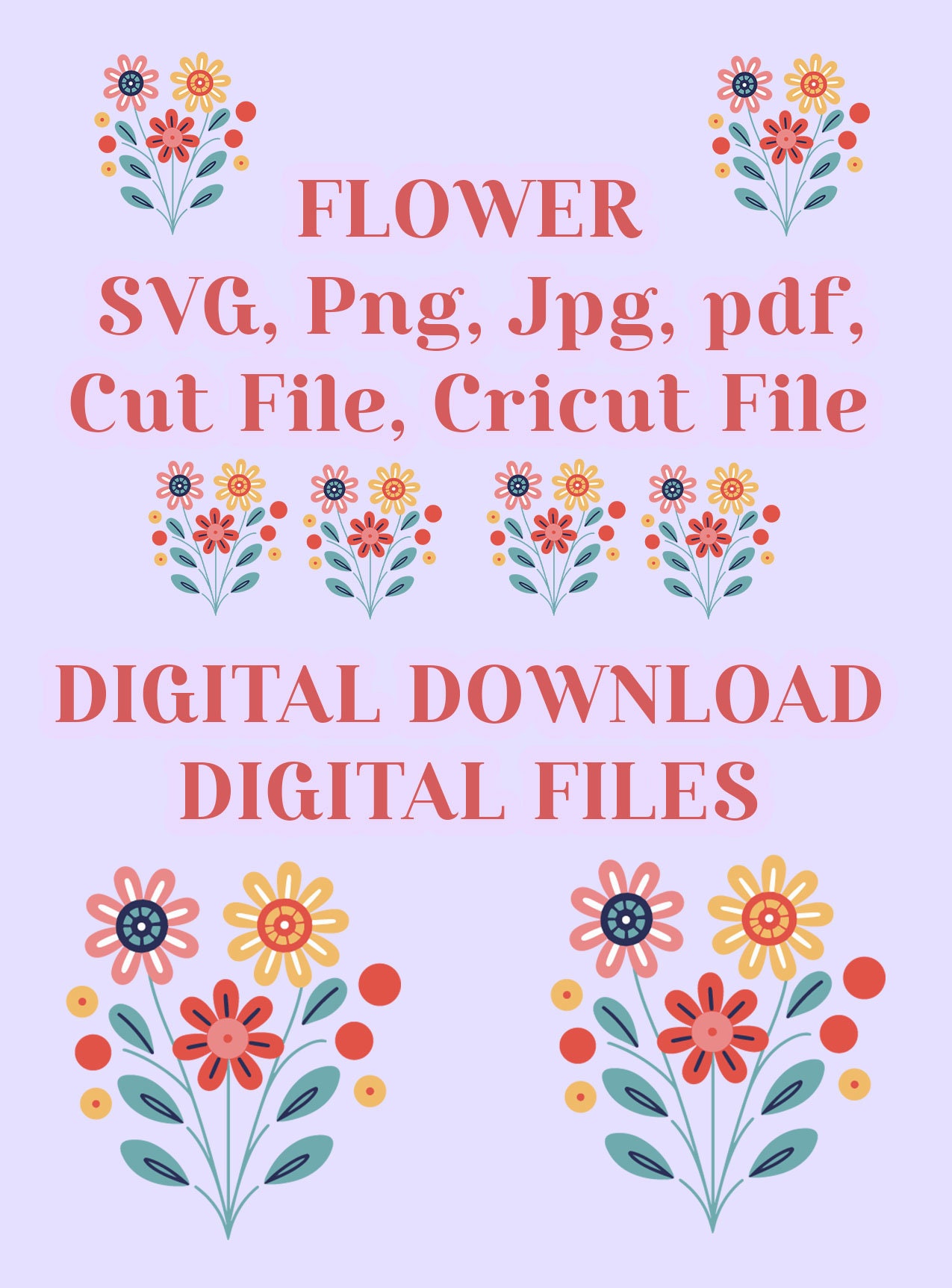 Cute Flower Svg Bundle, Gardening Flower Icon Svg, Flat Flowers Clipart ...
