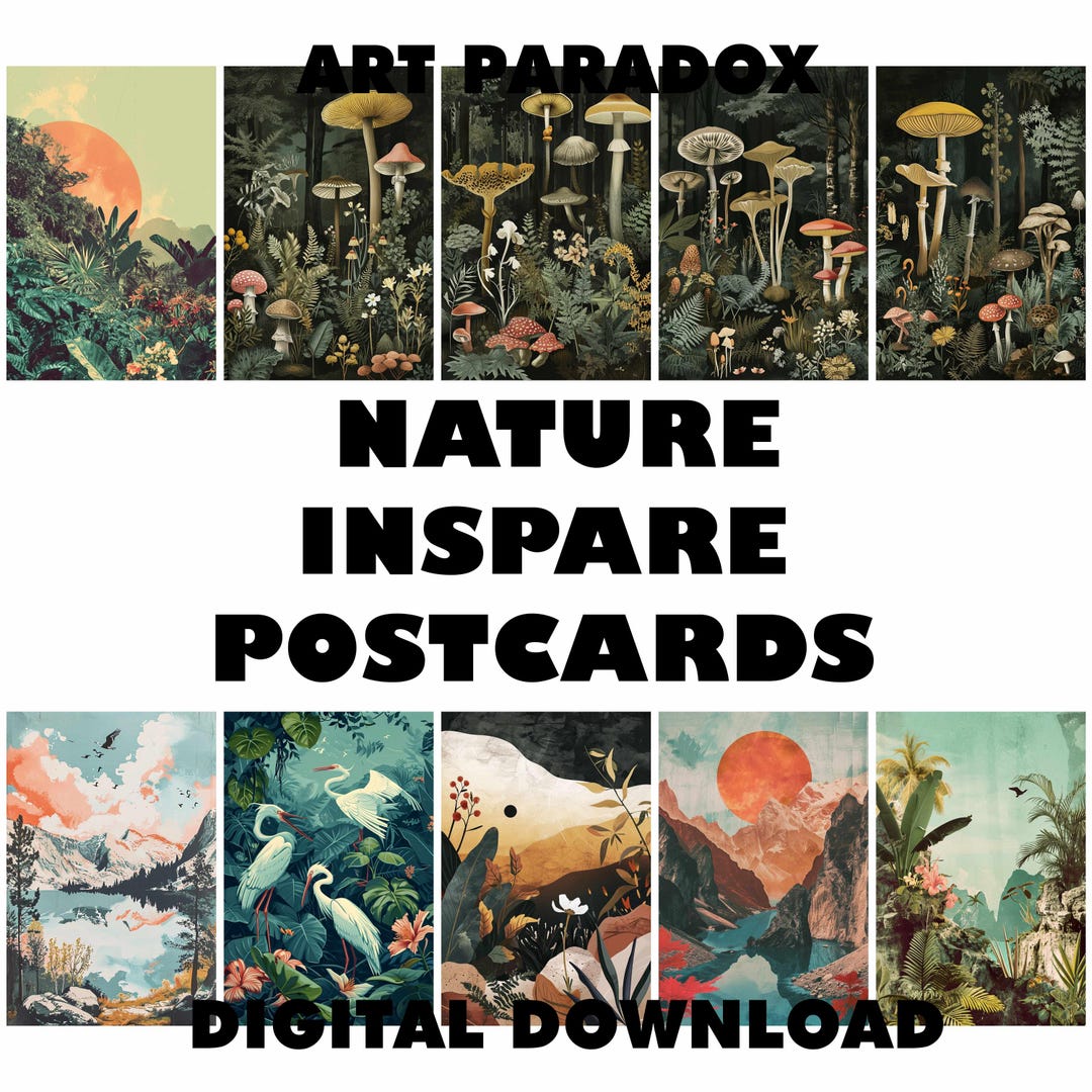 Vintage Nature Photo Collage Kit: Botanical Wall Art (digital Download ...